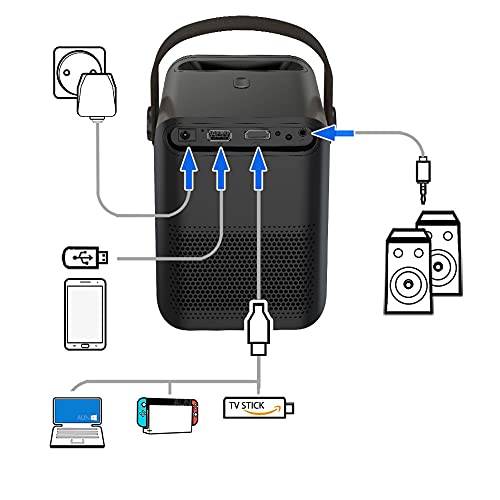 FZZDP Full Projector 1920x1080P Mini Projector for Home Theater Phone LED Video Beamer 4k Decoding 7800mAH ( Size : ET30 )