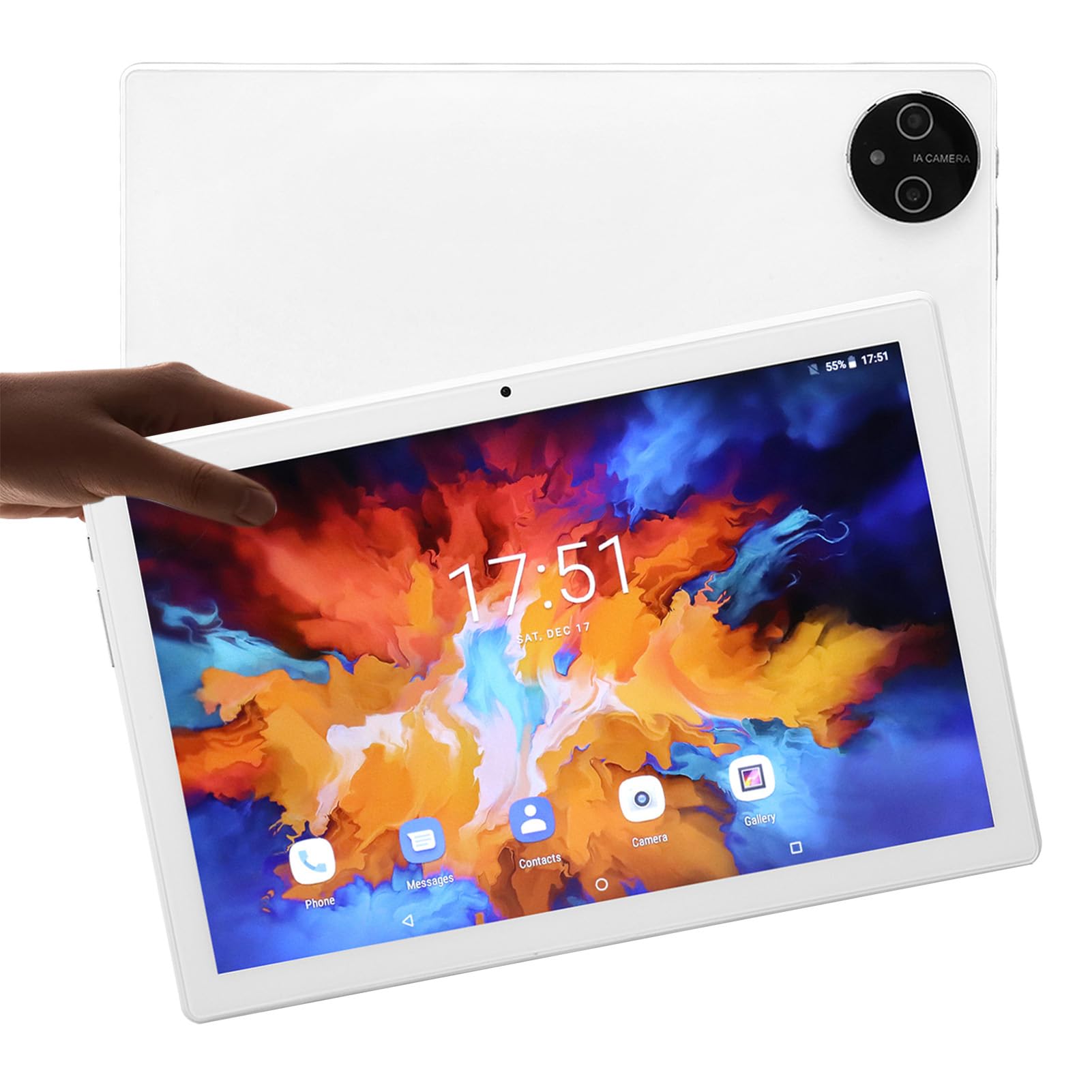 DAUZ 2 in 1 Tablet PC, 4G LTE 10.1 Inch Tablet RGB Mouse 512GB Expandable US Plug 100‑240V MT6755 Octa Core for Work (White)