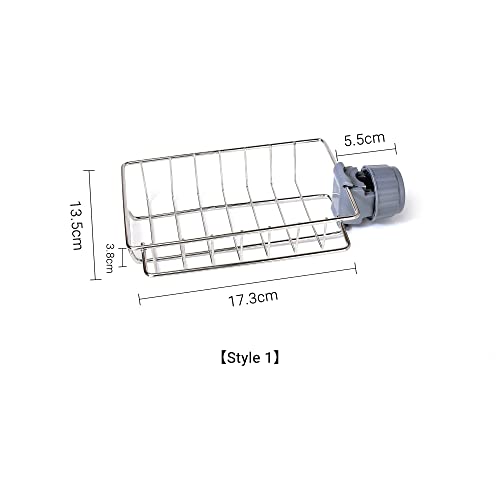 SooGree Kitchen Sink Organizer Over Faucet Sponge Holder,304 Stainless Steel Heavy Duty Thickening Hanging Faucet Drain Rack for Scrubbers,Soap,Bathroom,Detachable Storage Rack