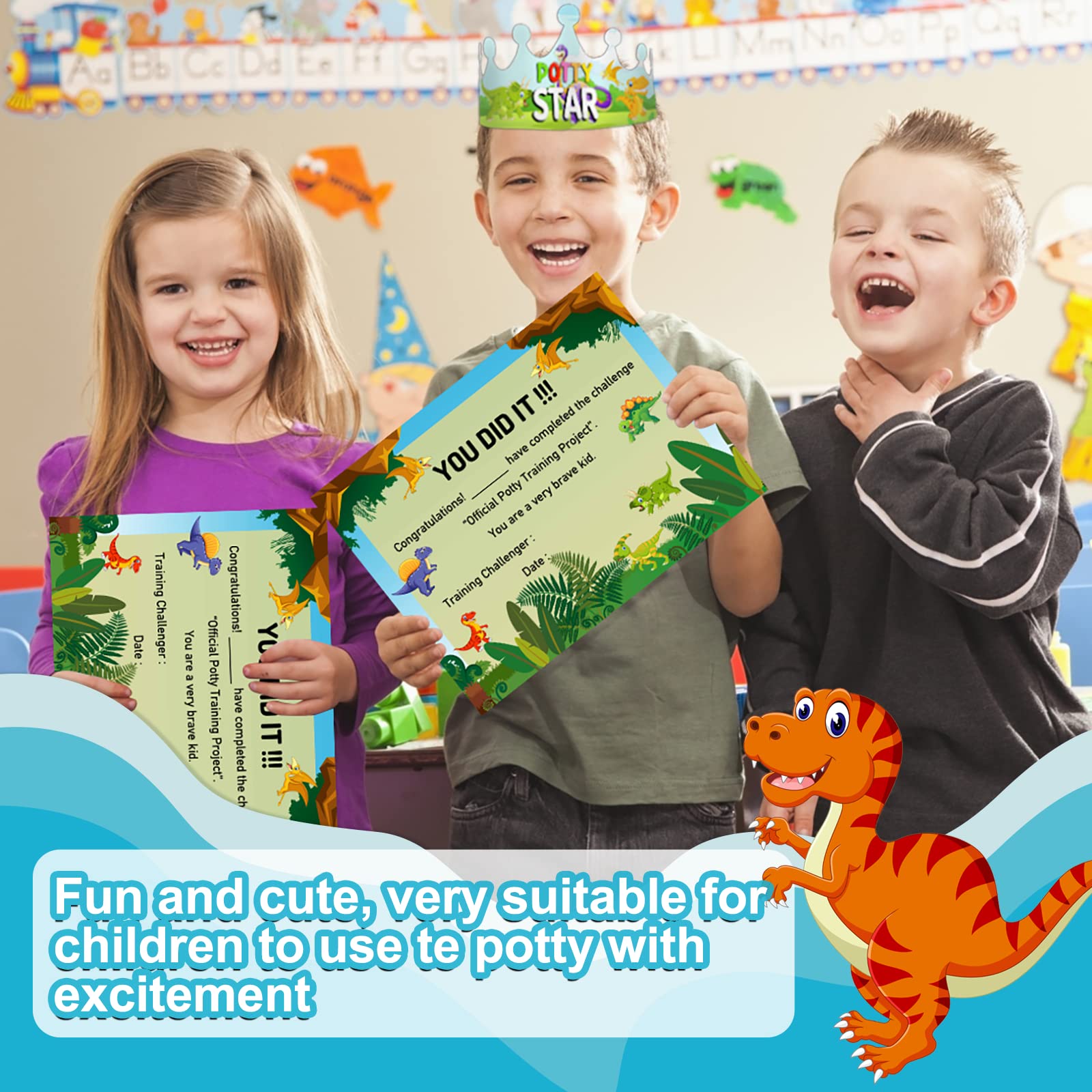 Potty Trainning Chart for Toddlers Fun Kids Toilet Incentives Sticker with 35Pcs Dino Potty Magnetic Reward Stickers