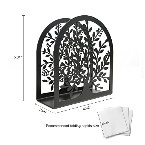 Fobule Napkin Holder for Tables, Vintage Metal Freestanding Tissue Dispenser, Black Cast Iron Vertical Tabletop Paper Napkin Holder Stand for Dinner Home Kitchen Restaurant Picnic Party (Tree of Life)