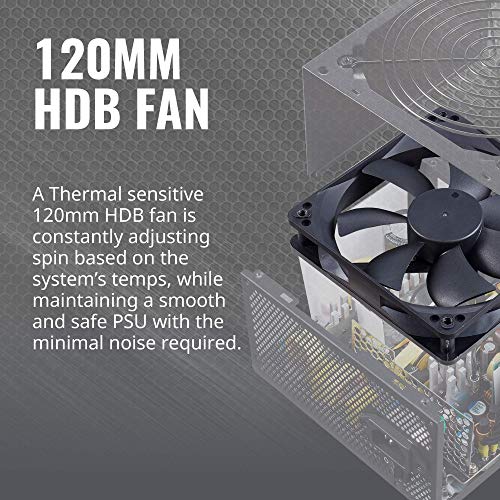 Cooler Master MWE White 450 80+ White 450W PSU with HDB Silent 120mm Fan, Single +12V Rail, Flat Black Cables