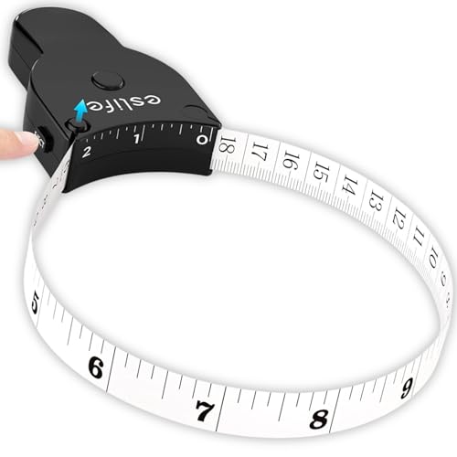esLife Body Tape Measure 60" [Clip-Lock & Eject Release & Retract] 150cm, Self Measuring Tape Accurate for Tracking Weight Loss, Tailoring, Crafts, Item Measurement