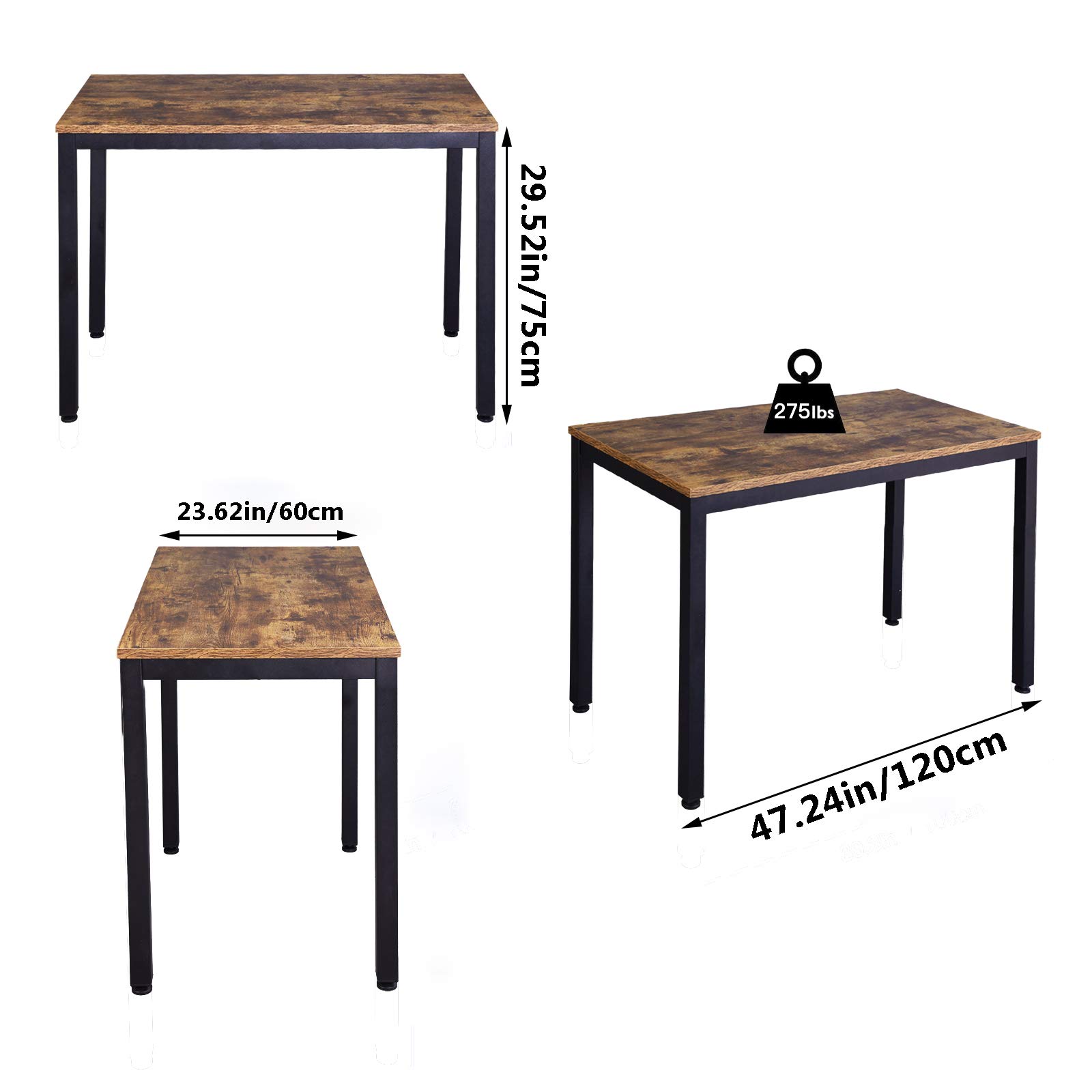Computer Desk, Abovehill Desk 47" Home Office Desk PC Laptop Table Writing Desk Study Desk Dining Table Retro Style Simple Structure is Easy to Assemble for Company Family Study Kitchen