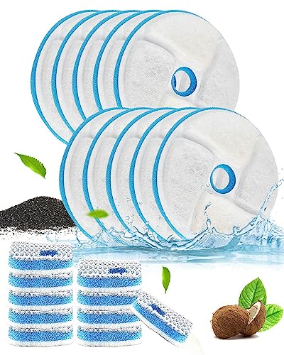 Rantizon Cat Water Fountain Filters 5 Pack Cat Fountain Filter Replacement, 5-Stage Filtration System Activated Carbon, Filter for 74oz/2.2L Automatic Cat Fountain, Pet Water Dispenser for Cats Dogs