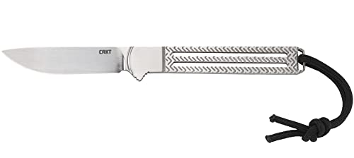 CRKT Testy Fixed Blade Knife with Sheath: Lightweight Everyday Carry, Textured Stainless Steel Handle, Glass Reinforced Nylon Sheath 7524,Silver