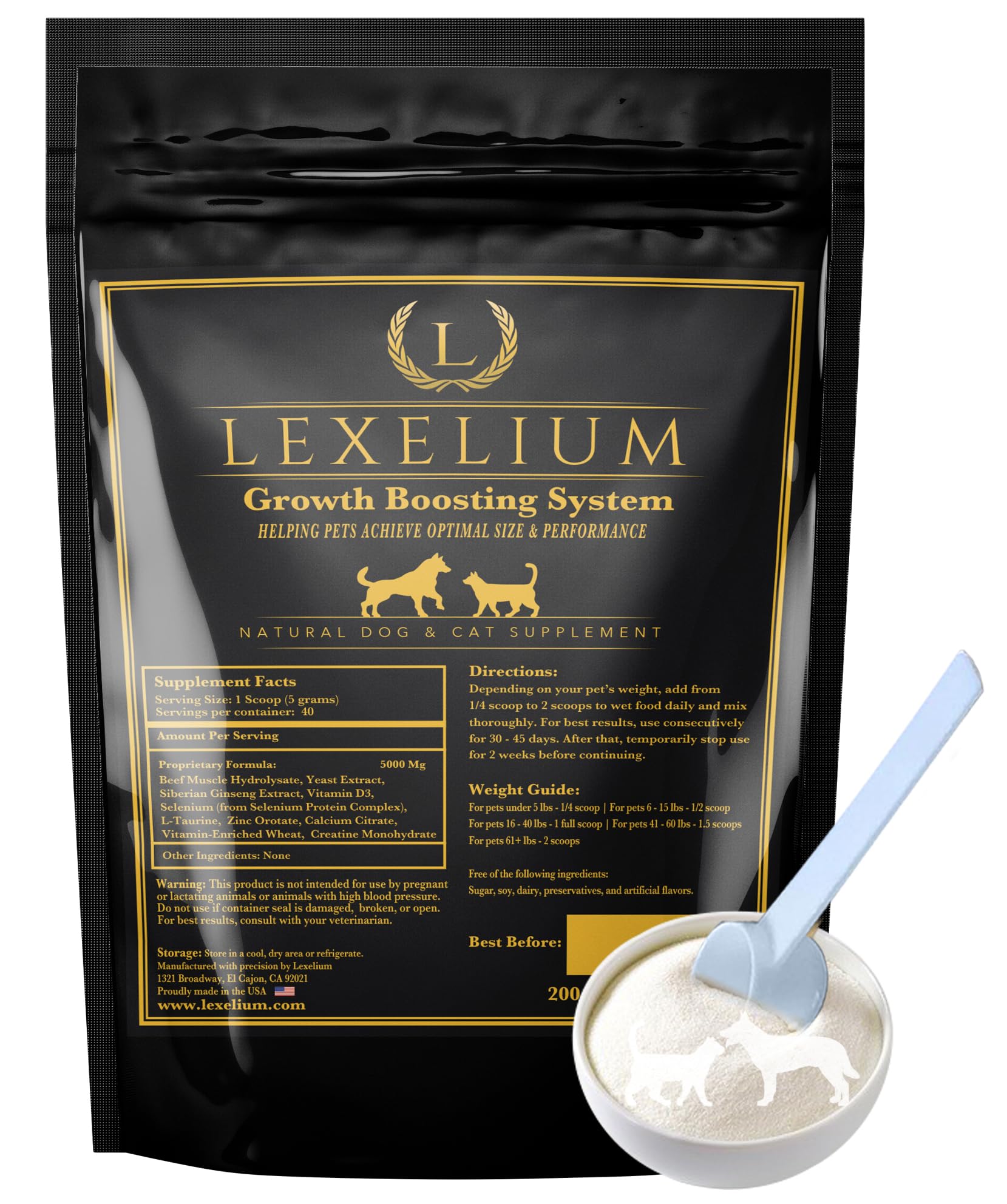 Lexelium Weight Gainer Supplement for Dogs & Cats - Muscle Building & Appetite Stimulation - 100% Natural Pet Supplement to Add Weight & Increase Immunity in Puppies and Kittens -200g