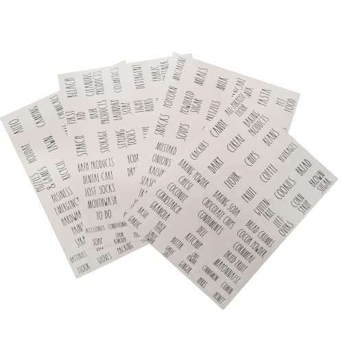 Rae Dunn | Transparent Labels w Black Font / Water-Resistant â˘180 Organizing Labels for Kitchen ⢠Bathroom ⢠Laundry ⢠Garage ⢠Generic (Rae Dunn | 180 Bathroom & Laundry Organizing Labels)