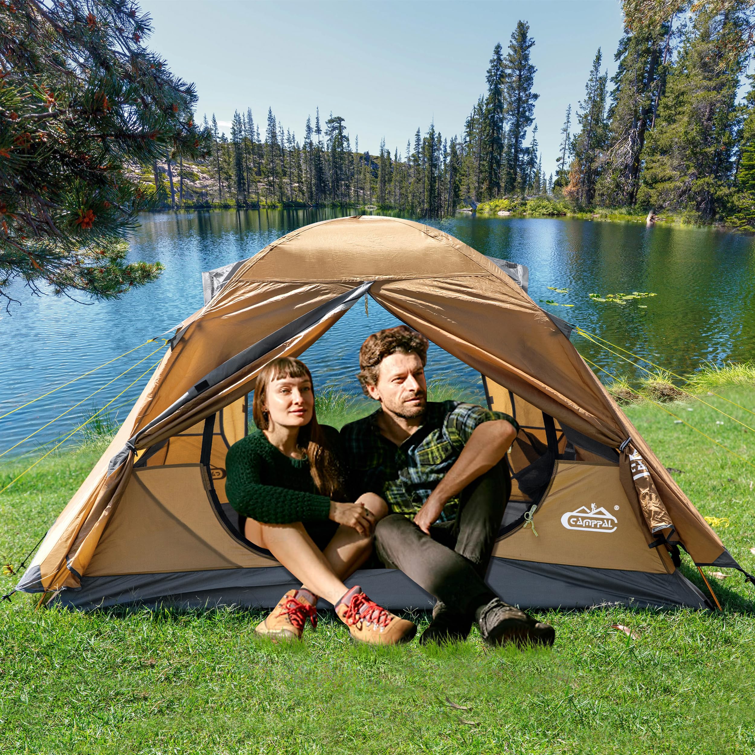 Camppal 2-3 Person Tent Backpacking Tent, Waterproof Windproof 4 Season Tent for Camping, Easy Setup Two Person Tent for Backpacking, Hiking, Hunting, Motor Cycling & Biking