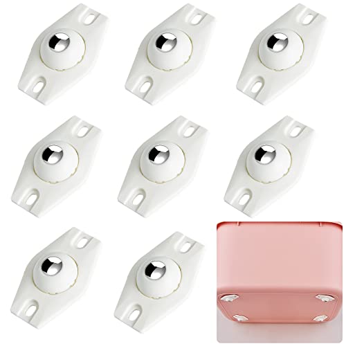 Self Adhesive Mini Caster Wheels, 360 Degree Wheels for Appliances, Appliance Wheels for Small Kitchen Appliances, Mini Swivel Wheels for Storage Box, Trash Can, Furniture (8, Type A White)