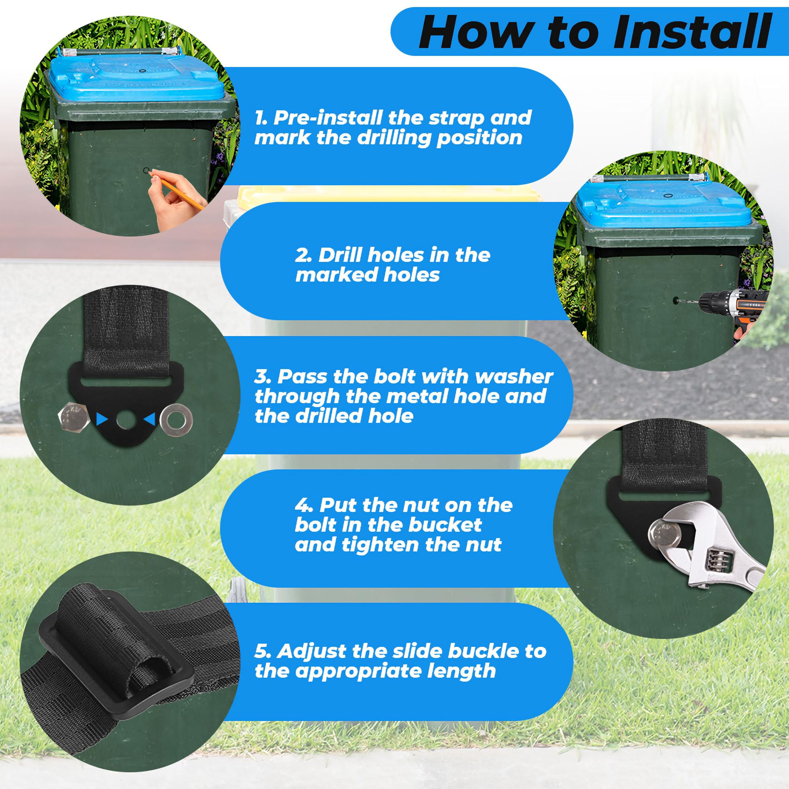 Gagetzan Semi-Automatic Trash Can Locks for Animals,Garbage Can Locks for Animals with Spring Button,Bear Proof Trash Can Lid Lock Keep Raccoon Out of Trash Bin,Easy Single Hand Release(1 Pcs)