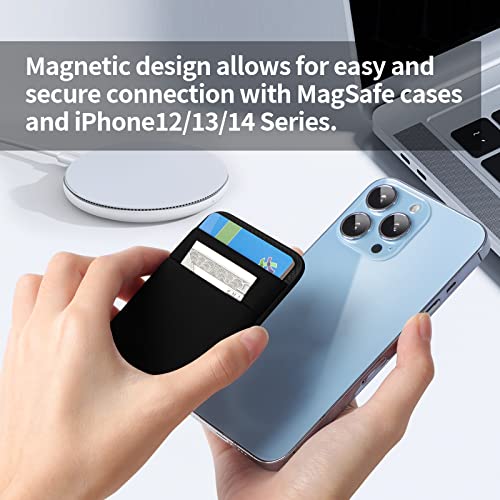 Senose Magnetic Wallet Compatible for Magsafe, Phone Wallet Card Holder Compatible for iPhone 14 Pro Max/14 Pro/14 Plus/14/13 Pro max/13 Pro/13/12 Pro Max/12 Pro/12, Mag Safe Case (Black)