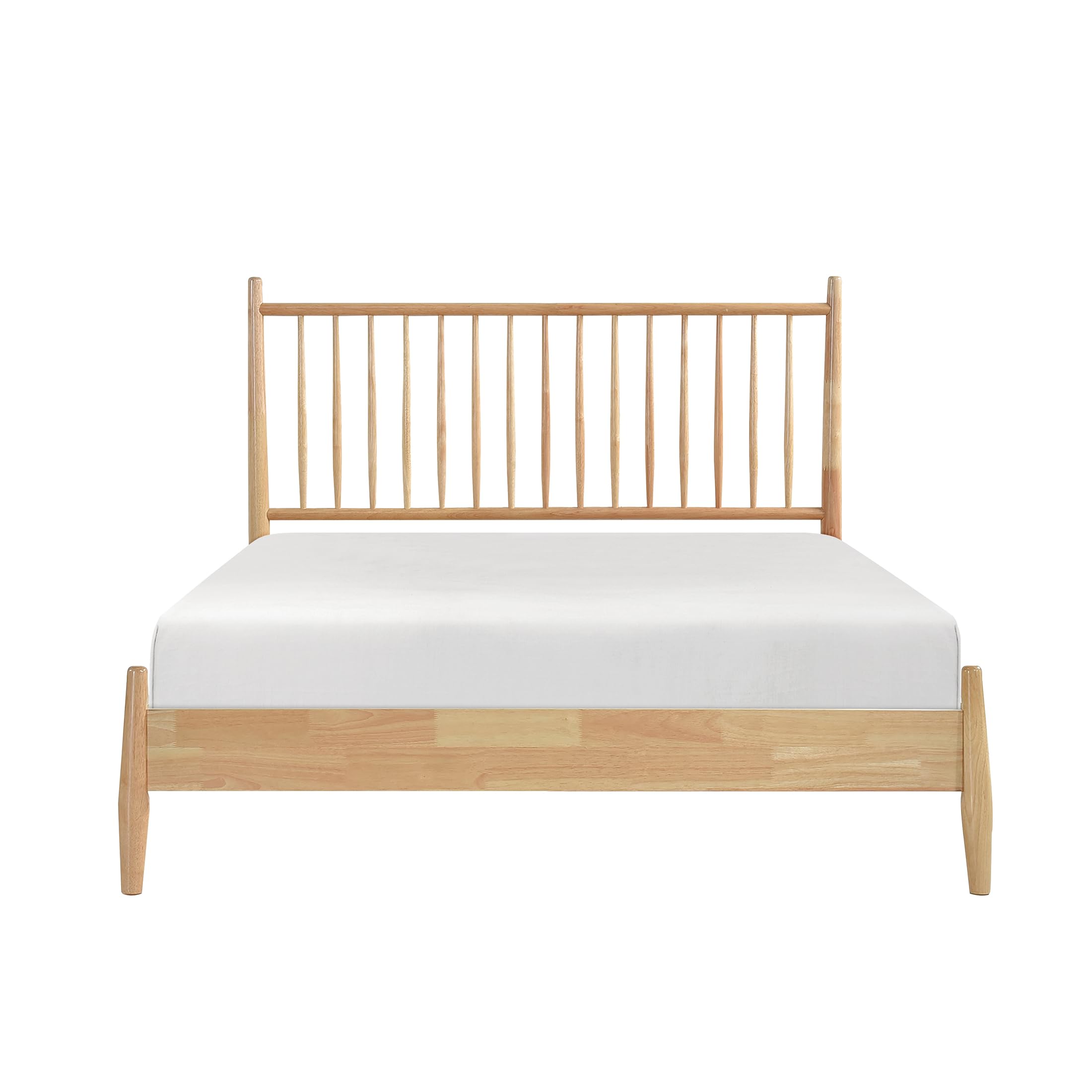 Lexicon Queen Bed Frame with Headboard, Platform Bed Frame Wood, Mid Century Modern Bed Frame with Vertical Slat Headboard, No Box Spring Needed, Easy Assembly, Natural