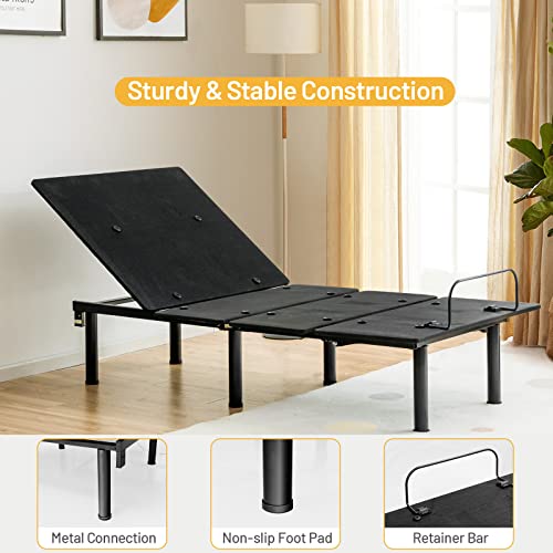 Giantex Twin XL Adjustable Bed Frame w/ 8β Cool Gel Infused Memory Foam Mattress, Electric Adjustable Bed Combo w/Head & Foot Adjustment, Remote Control, LED Light & Dual USB Ports, Convoluted Foam