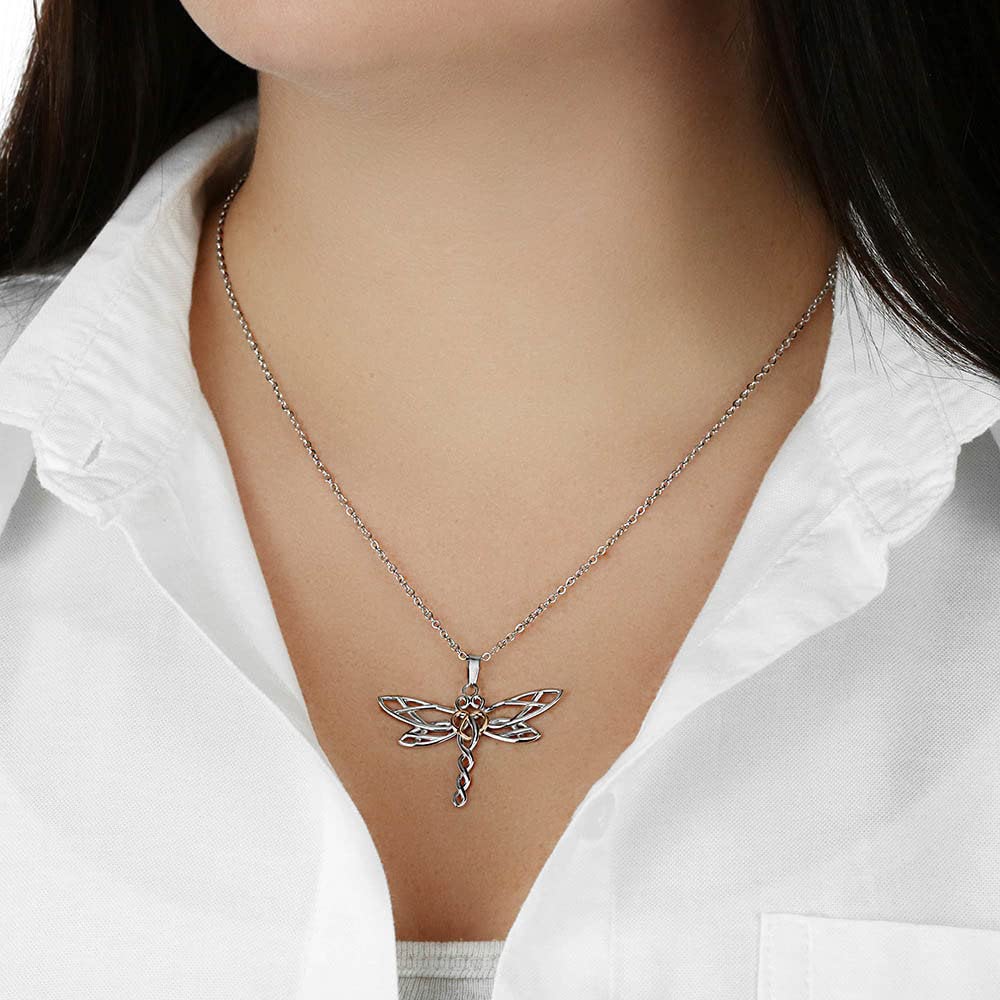 Dragonfly Necklace in Gift Box with Message Card - Silver Dragonfly Pendant Jewelry is the Perfect Keepsake Gift for Love and Inspiration