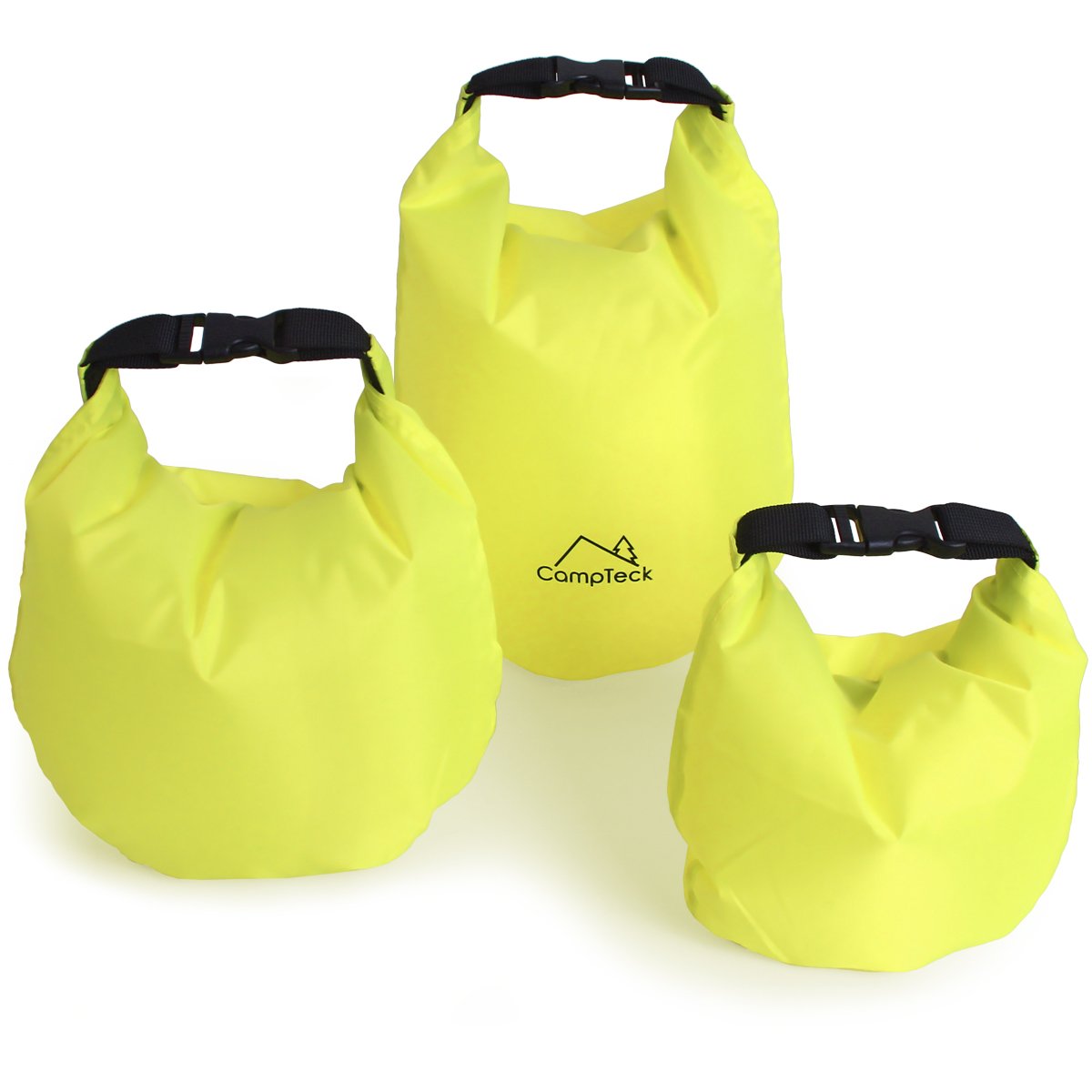 CampTeck 1.5L, 2.5L & 3.5L Dry Sack Water Resistant Storage Dry Bag for Camping, Rafting, Fishing, Canoeing, Boating, Kayaking, Snowboarding etc. โ Neon Green