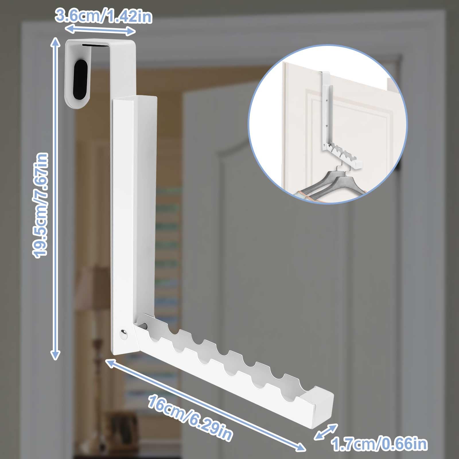 Over The Door Clothes Hanger Drying Rack,2 Pack Laundry Drying Rack Wall Mount,Portable Folding Hanging Coat Hook for Clothes/Towel/Hat for Laundry Room/Bathroom/Bedroom/Washroom/Travelling,White