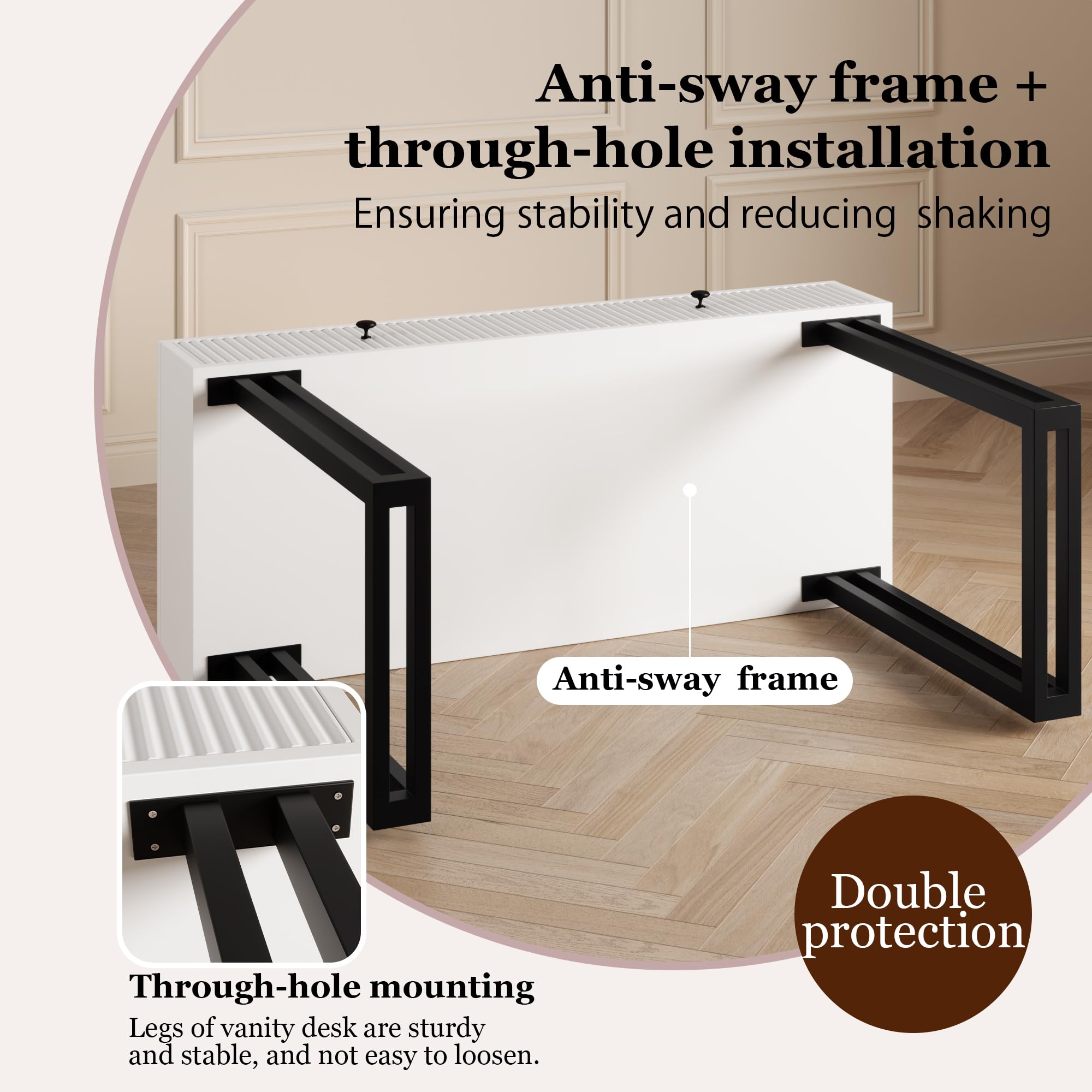 GarveeHome Vanity Desk with Mirror and Lights, Small Makeup Vanity with 2 Drawers, Modern Vanity Organizer with 3 Color Lights&Adjustable Brightness, Dressing Table for Bedroom, White