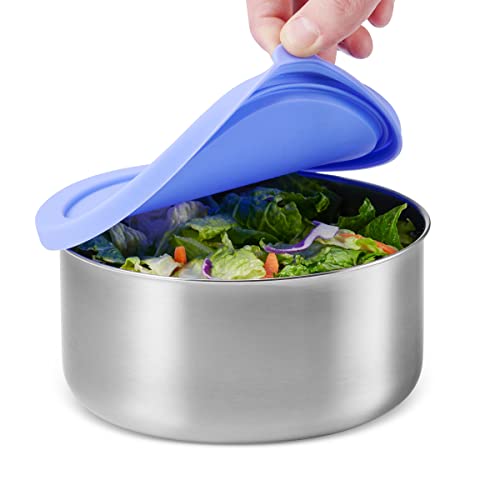 Stainless Steel Containers with Lids, Leakproof Lunch Containers, set of 6 Metal Food Storage Containers, Reusable Snack Containers, Easy to Open, Dishwasher & Freezer Safe