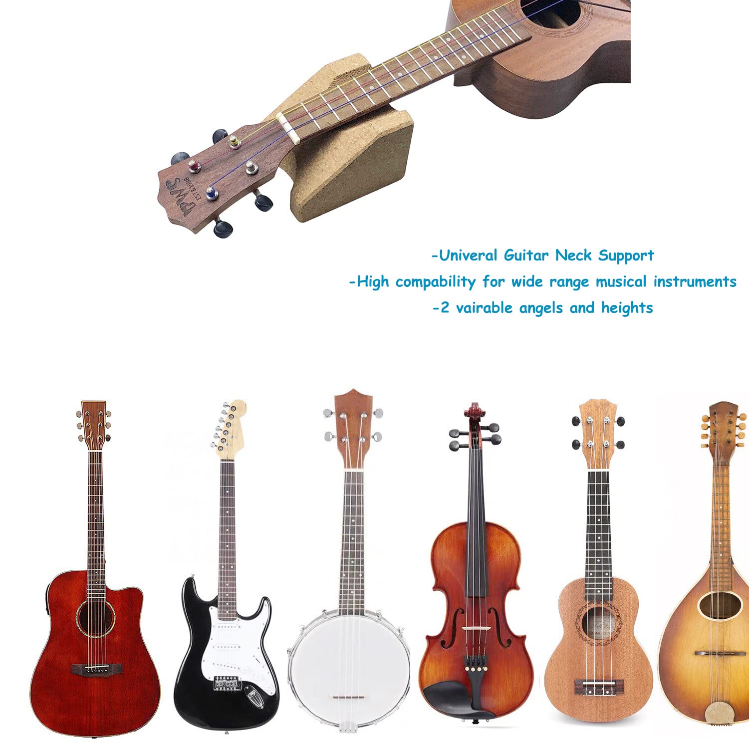 Craymin Guitar Neck Rest Support Guitar Maintenance Neck Support for String Change, Fret Leveling, Nut Adjustment of String Instruments Guitars, Basses, Ukulele, Mandolin, Banjo