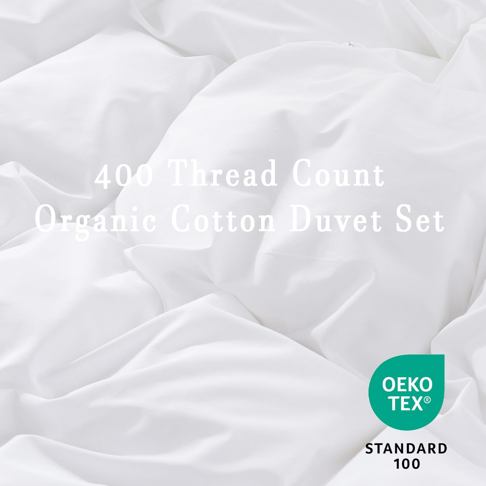Overket 100% Organic Cotton Duvet Cover Queen Size Luxury 400 Thread Count Duvet Cover Queen Size Sateen Comforter Cover Soft and Breathable Cooling Bedding Set 3 Piece(White;Queen)