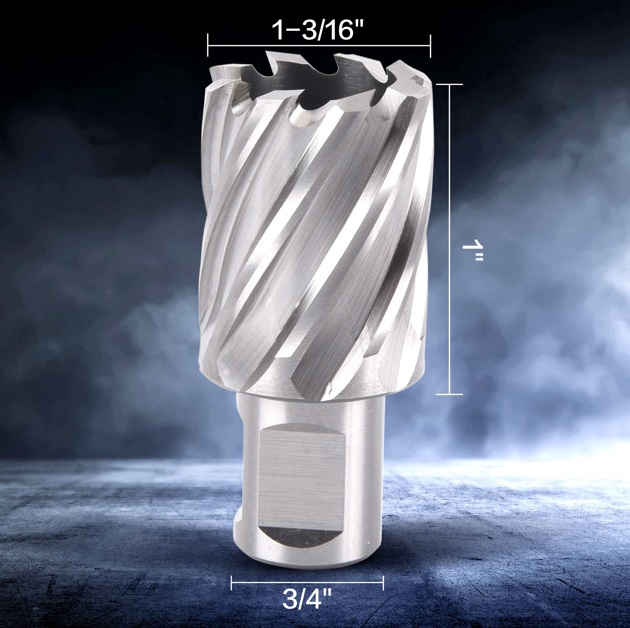 RupXinSplend Annular Cutter High-Speed Steel - 1-3/16"Diameter x 1"Cutting Depth with 3/4" Weldon Shank HSS Annular Cutter Mag Drill Bits for Mag Drill Press by RupXinSplend