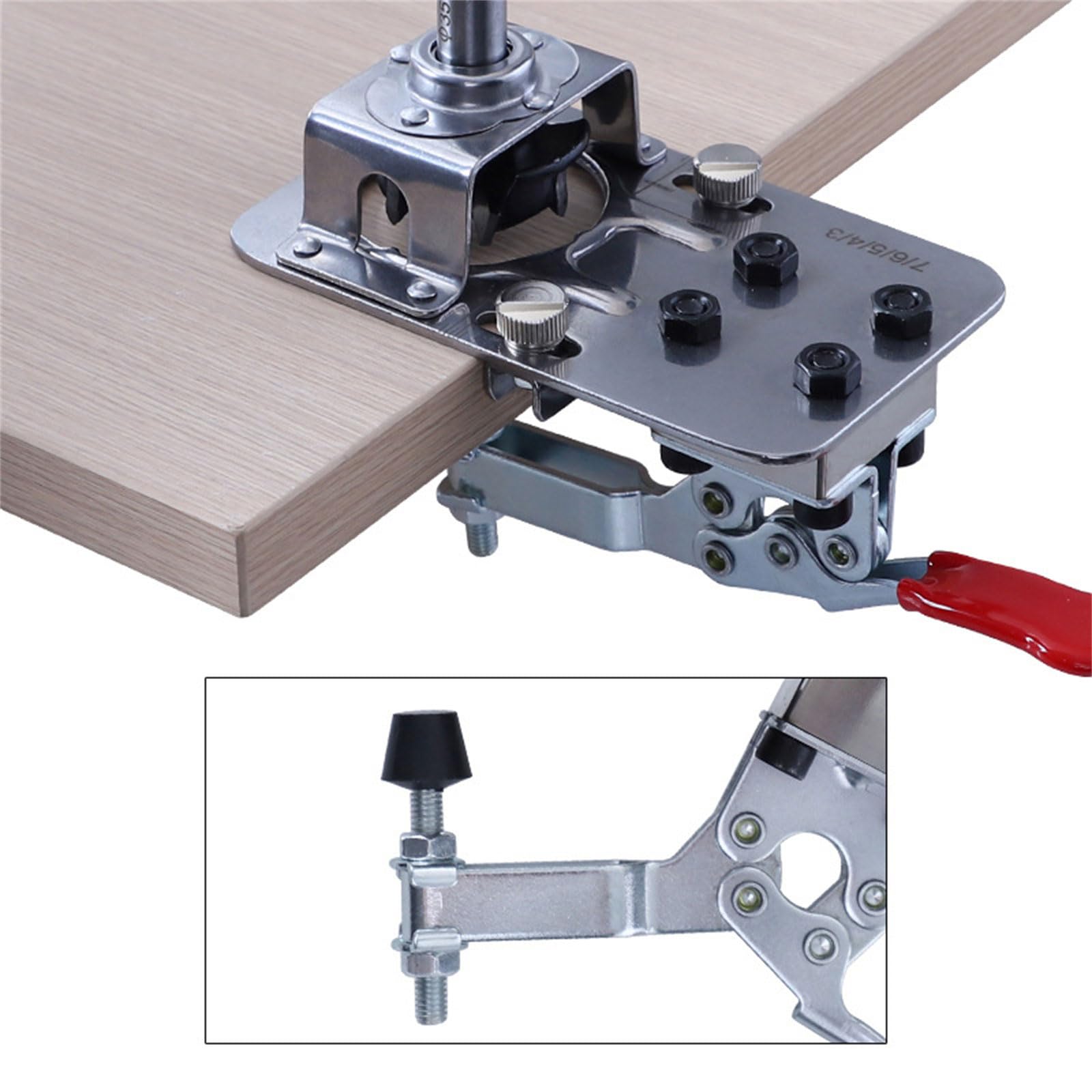 Concealed Hinge Jig with Clamp Drilling Guide Hole Locator Kits Hinge Punching Tool for Cabinet Door Hinges Inset Stainless Steel Opening Locator