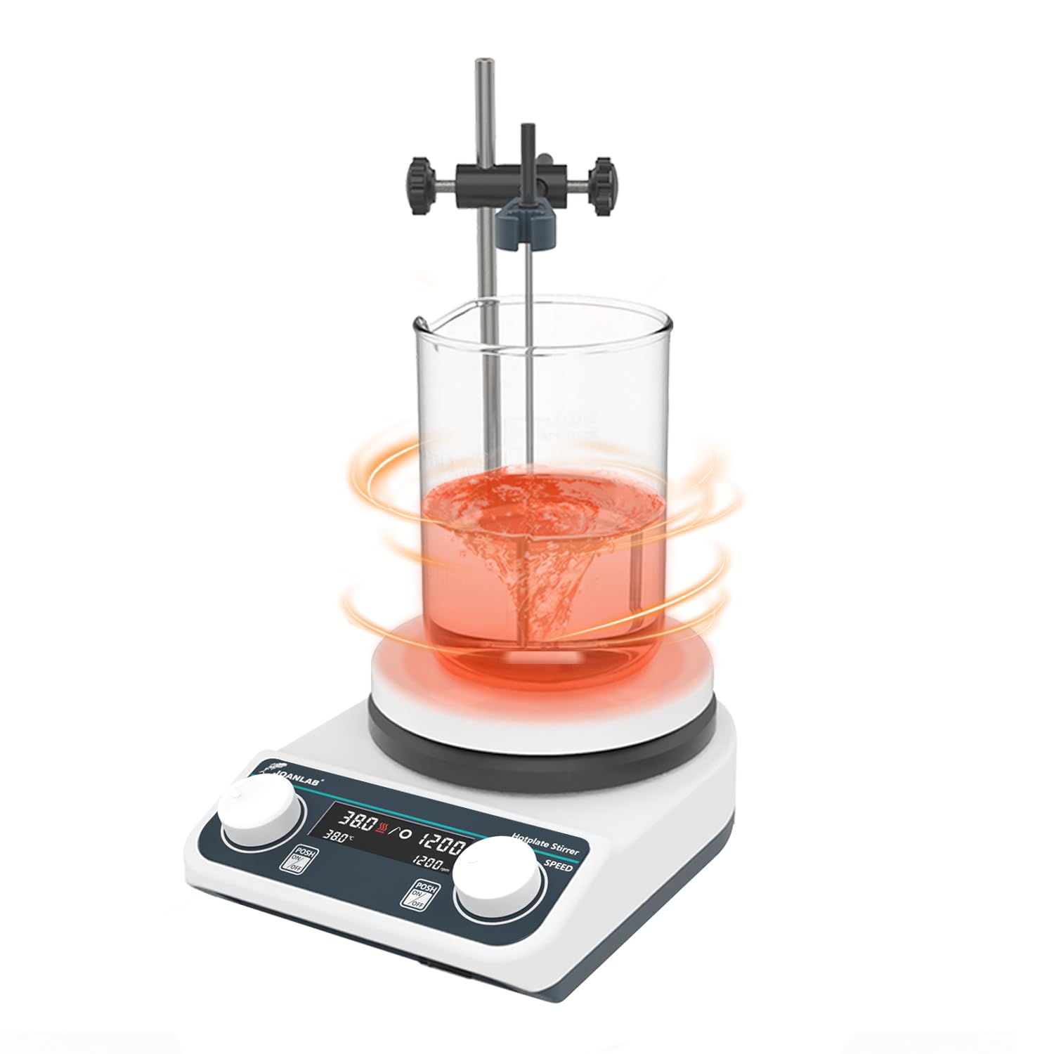 JOANLAB Digital Hotplate Magnetic Stirrer Hot Plate 200-1500rpm, 280â/536â,Probe Sensor & Support Stand Included,3000ml Lab Hot Plate Stirrer with Ceramic Coated