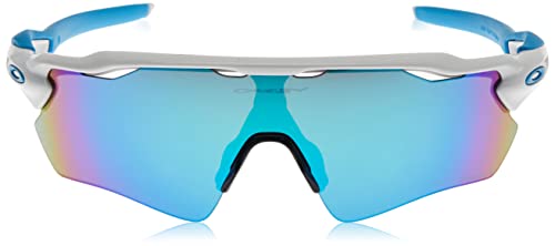 Oakley Men's OO9208 Radar EV Path Rectangular Sunglasses, Polished White Blue/Prizm Sapphire, 38 mm