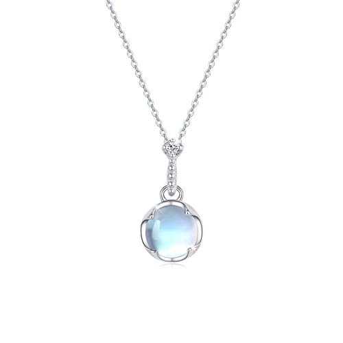 CUOKA MIRACLE Moonstone Necklace Choker Necklace for Women 925 Sterling Silver Simple Elegant Moonstone Necklace Rainbow Synthetic Moonstone Jewelry Birthday Gift for Women