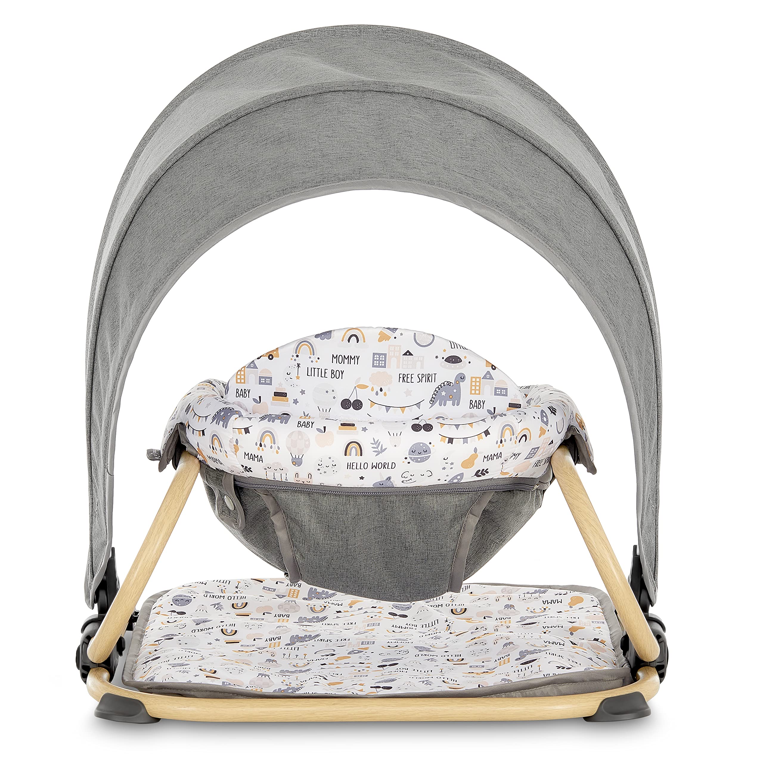 Dream On Me Snug N' Play Floor Seat and Canopy, Hello World