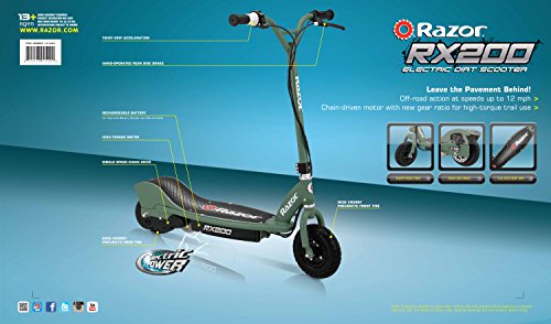 Razor RX200 Electric Off-Road Scooter , Green, 37 Inch