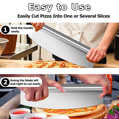 Pizza CutterĀ Rocker 14 inch Sharp Stainless Steel Slicer Knife with Protective Blade Cover for Kitchen Dishwasher Safe