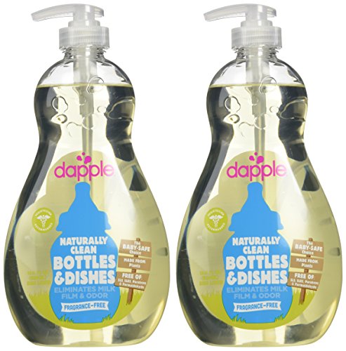 Dapple Baby Bottle & Dish Liquid - Fragrance Free, 16.9 Fl Oz (Pack of 2)