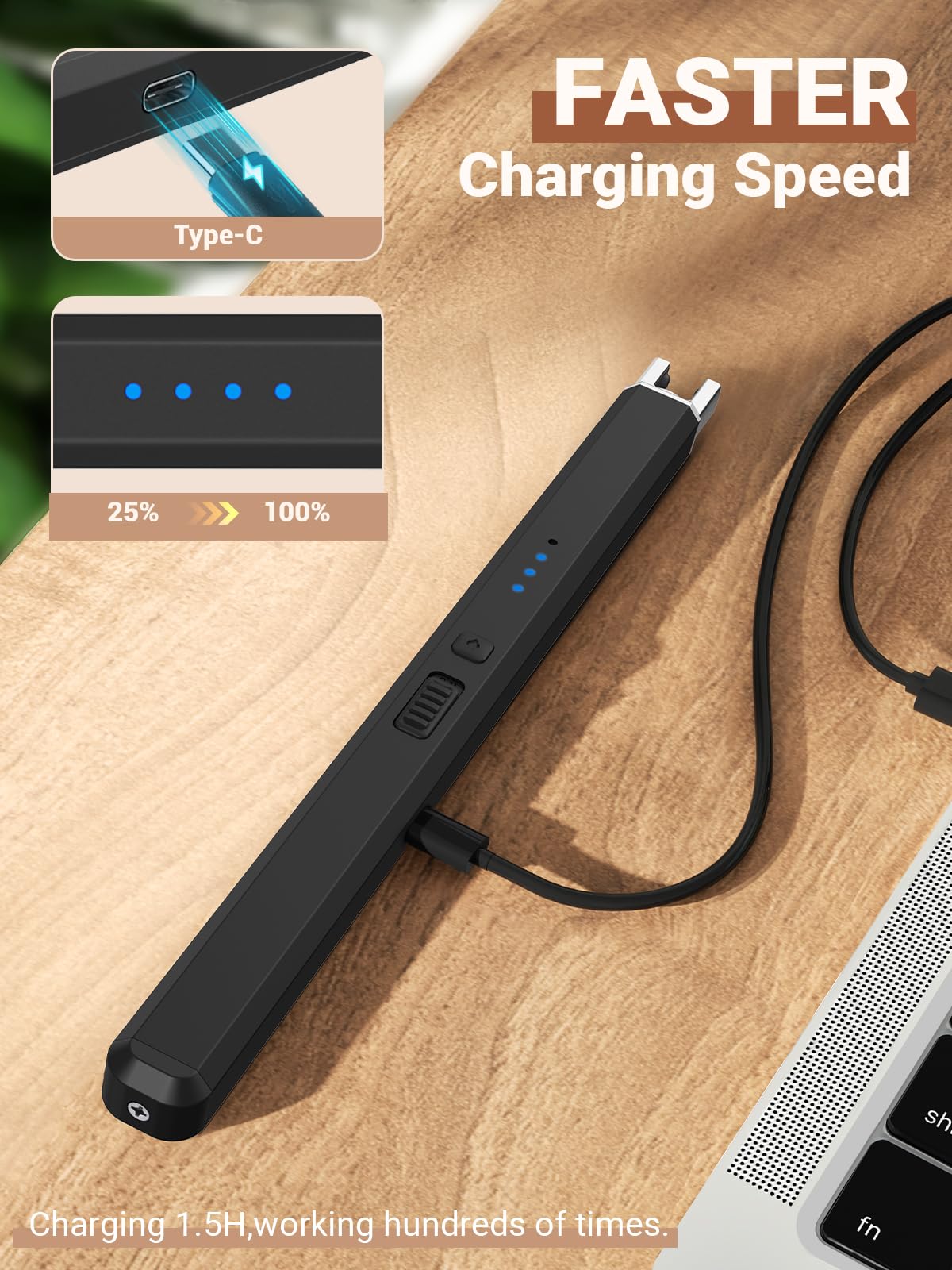 Candle Lighter Valentines Day Gifts for Her Him Wife Girlfriend Rechargeable Electric Long Lighters for Kitchen Home Camping Gift for Women Men Adults