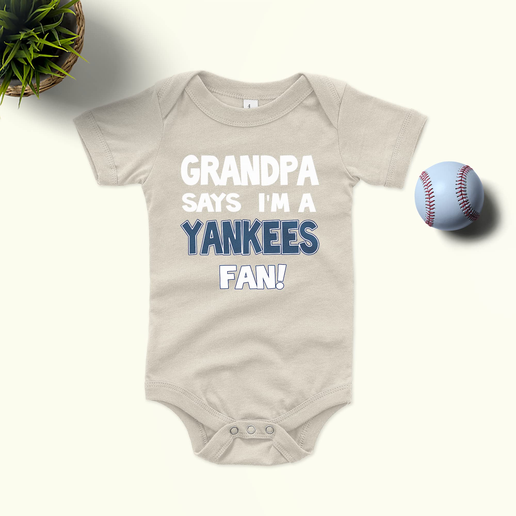 NanyCrafts Baby's Grandpa says I'm a Yankees Fan Bodysuit 3 Months Navy
