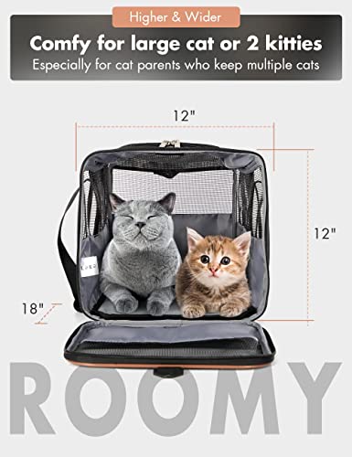 Lekereise Cat Dog Carrier with Wheels Airline Approved Rolling Pet Carrier with 1 Bowl, Grey
