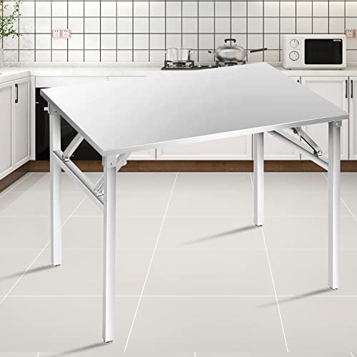 Small Stainless Steel Folding Table, Portable Camp Picnic Party Dining Table No Assembly Sturdy Small Folding Desk (36" x 24")…