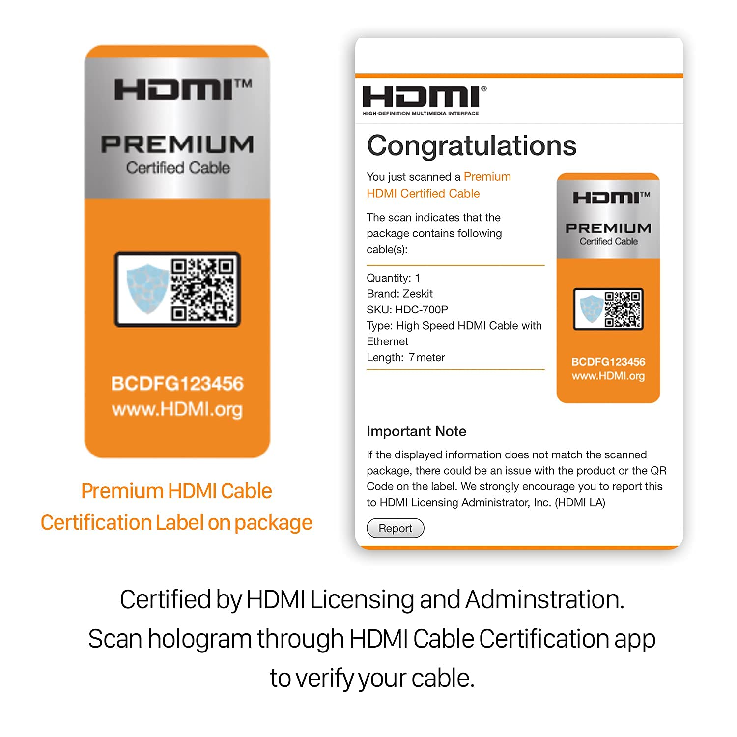 Zeskit Premium HDMI Certified 4K (29ft/ 9m) CL3 in Wall High Speed with Ethernet HDMI 2.0b Cable, Compatible with Dolby Vision 4K 60Hz ARC HDR 18Gbps HDCP 2.2