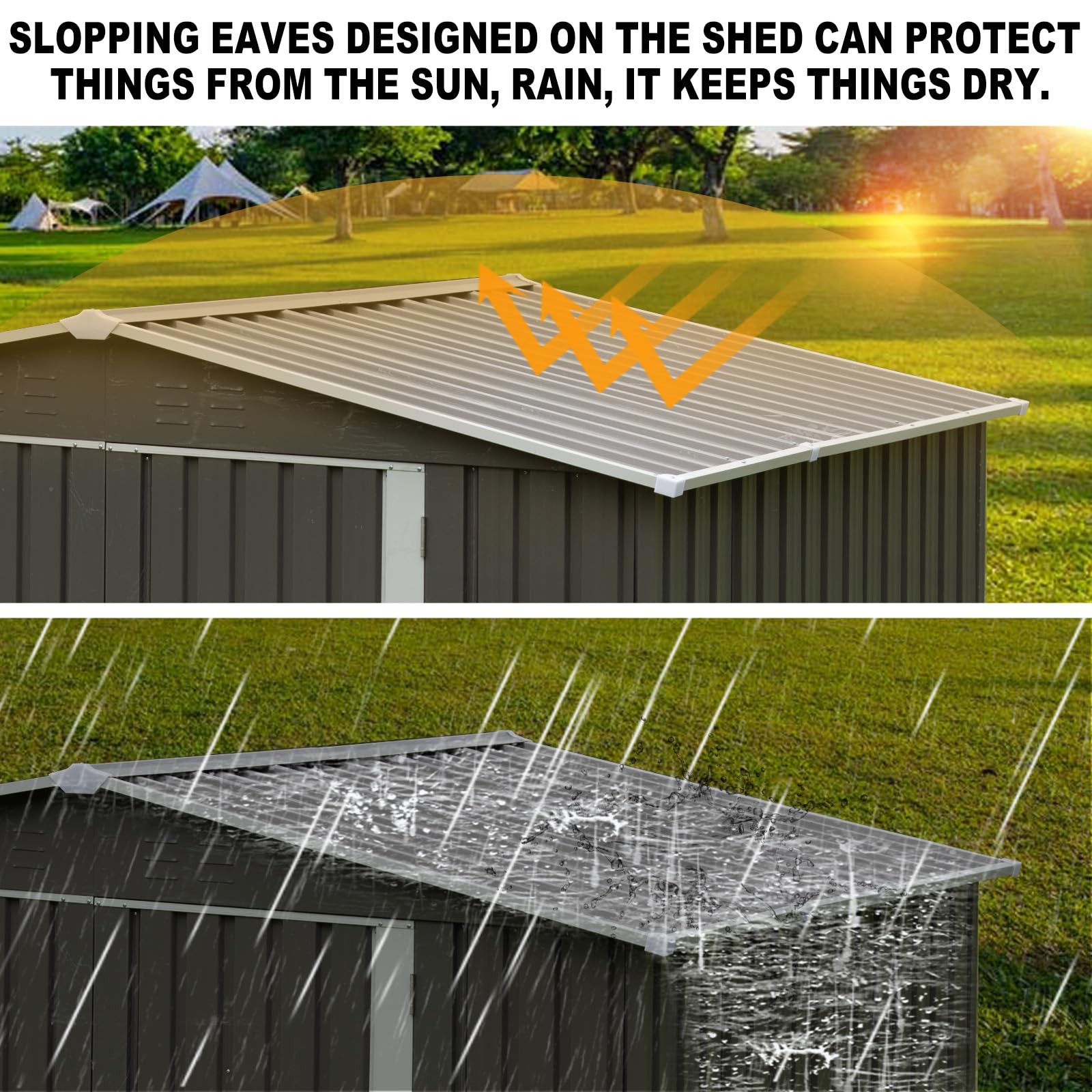 Udekoo Outdoor Storage Shed Metal 4.2x7 FT, Portable Utility Tool Outside Shed Box Waterproof Large Shed House for Patio Backyard Garden, Grey