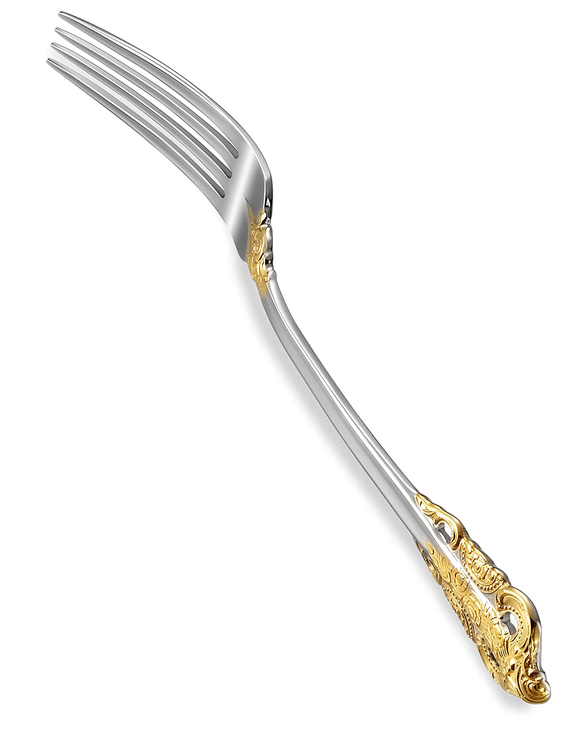 KEAWELL Luxury Dinner Fork, Set of 4, 18/10 Stainless Steel, 8 Inches, Dishwasher Safe, Mirror Polished, Silverware Fork Set (Gold Accent)