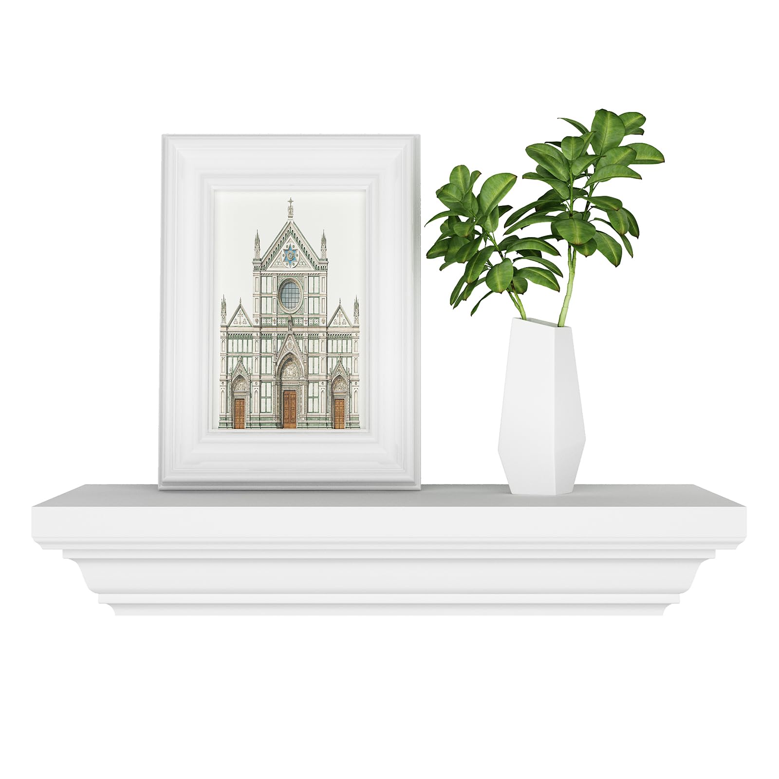 JOLLYMER Concealment Gun Shelf with Hidden Trap Door with RFID Lock, White Floating Shelf for Living Room