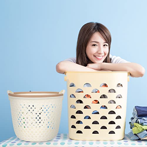 Plastic Laundry Basket Laundry Hamper Reusable Plastic Clothing Basket with Handles Dirty Clothes Storage Organizer for Sundries Throws Pillows Towels Dirty Clothes Hamper