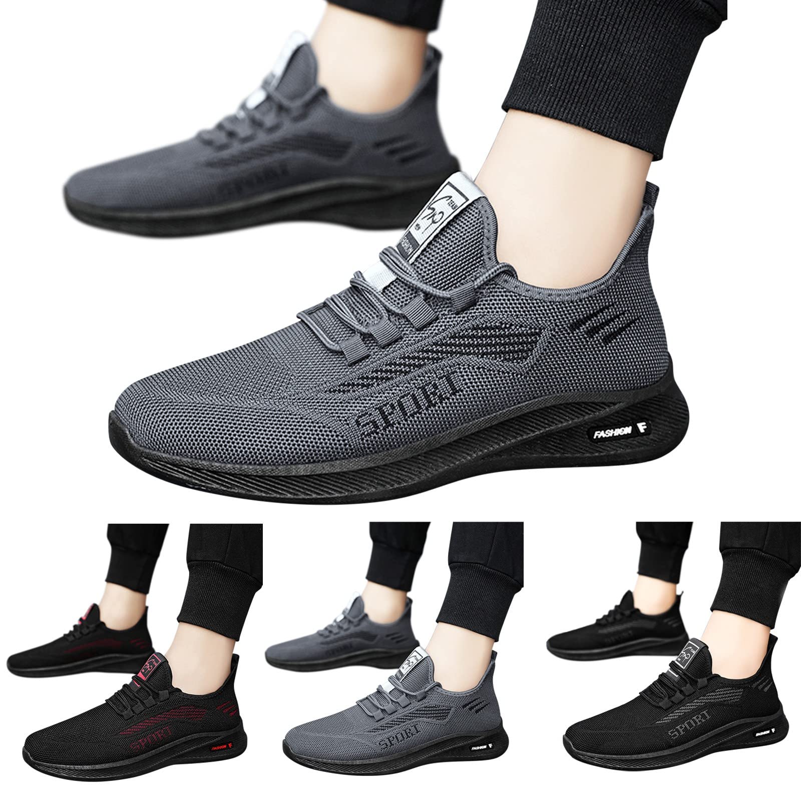 FASDNENDYS Fashionable Autumn Men Sports Shoes Flat Fly Woven Mesh Breathable Comfortable Lace Mens Sneaker Boots Size 11