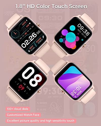 Smart Watch for Women (Answer/Make Call), 1.8" Touch Screen Activity Trackers for Android iPhone Compatible with Alexa Built in, Fitness Heart Rate Blood Oxygen Sleep Monitor, IP68 Waterproof