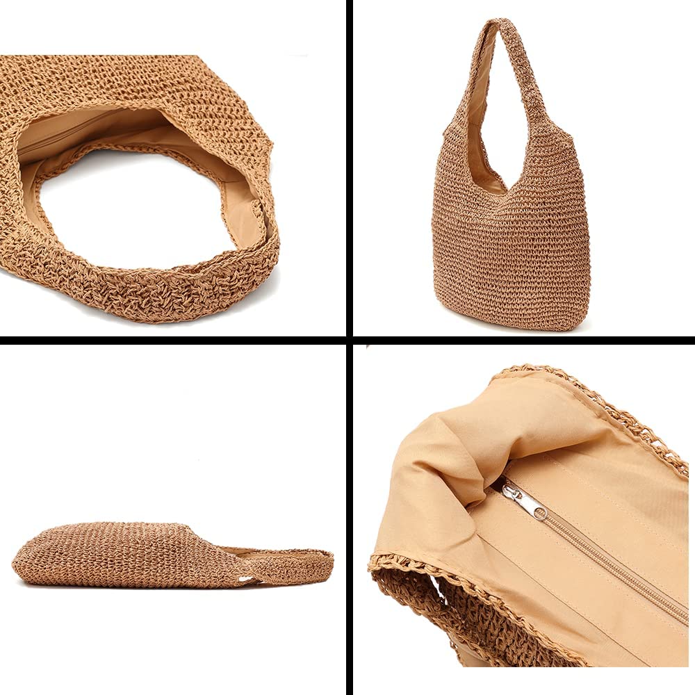 cuiab, Handwoven Straw Shoulder Bag Woven Straw Bag Summer Beach Handbag