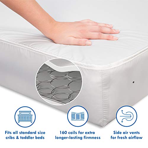 DaVinci Deluxe Coil Dual-sided Crib & Toddler Mattress, Extra firm, Waterproof, Greenguard Gold Certified