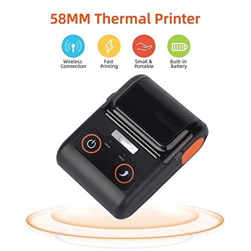 GAELOP DFHBFG Portable Receipt Printer 58MM Thermal Printer Mobile POS Printer BT Connection Compatible with Windows Android iOS