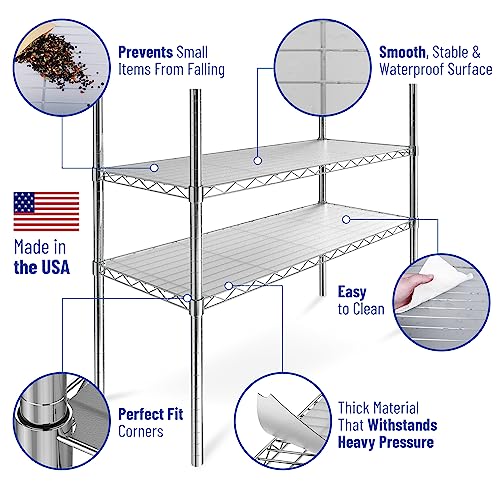 Shelf Liners for Wire Shelf System - Set of 4 in Clear 18 x 36 inch - Plastic Wire Shelving Shelf Mats - Made in USA
