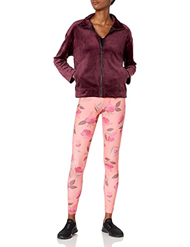 Core 10 Women's Velvet Full Zip Yoga Jacket, Burgundy/Black, 2X